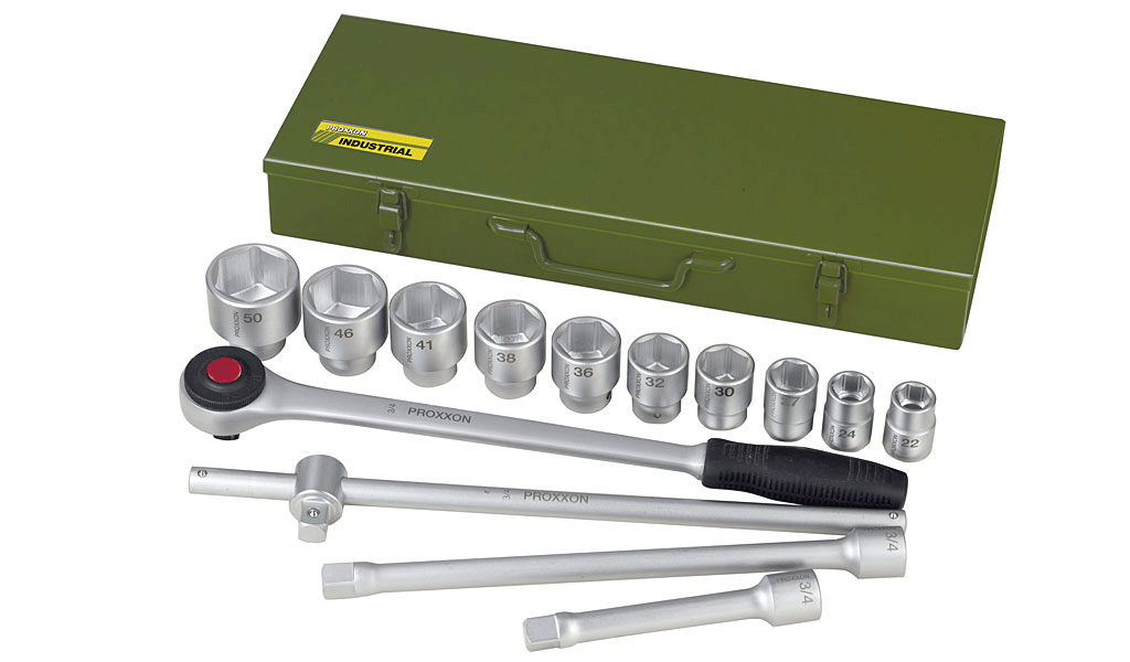 PROXXON - Socket set with 3/4'' square drive